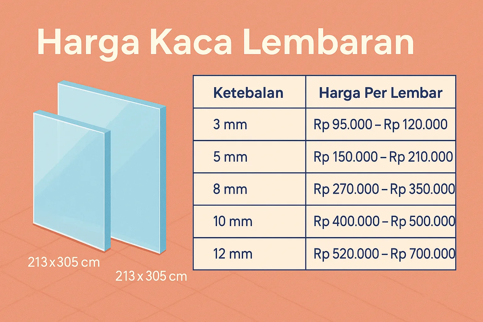 Ukuran Kaca Lembaran dan Harga Kaca Polos per Lembar Terbaru 2025